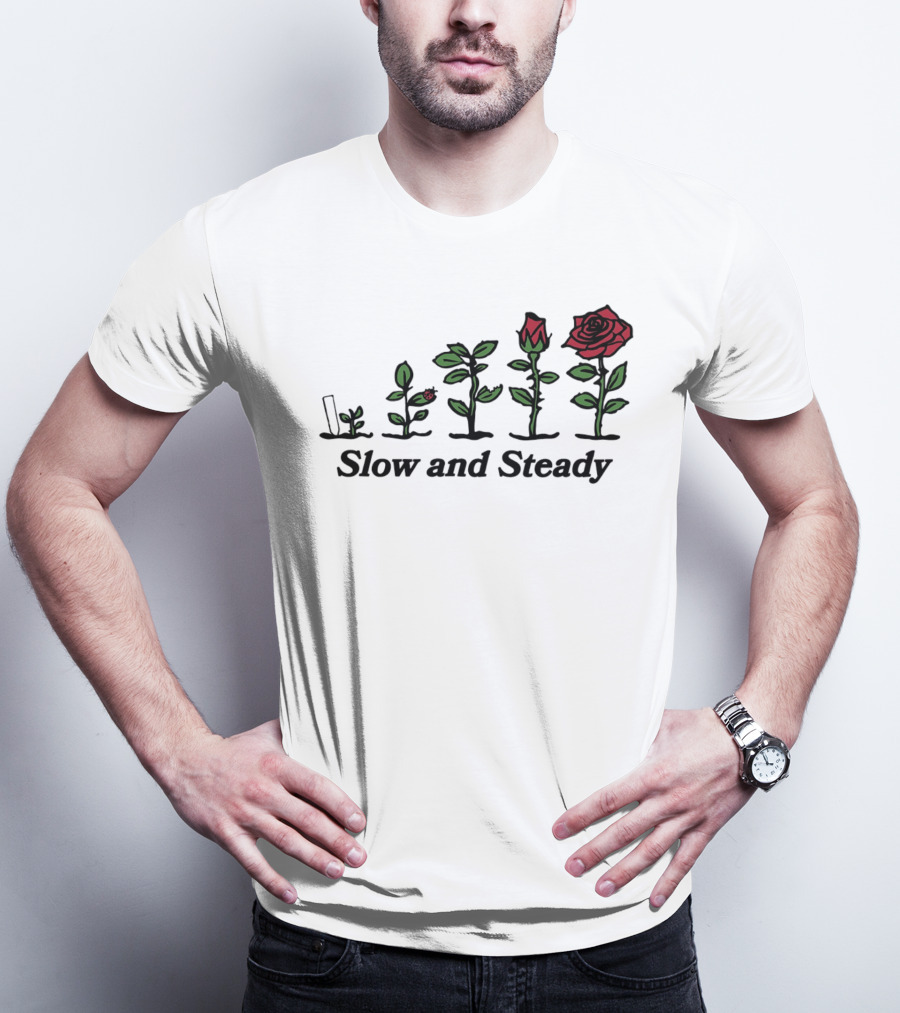 Slow And Steady Rose Growth Progression With Ladybug T-Shirt