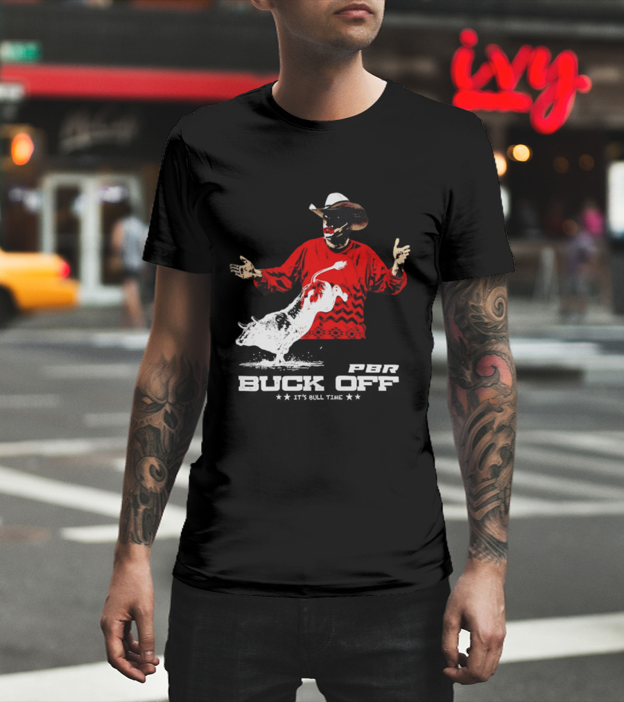 PBR Flint Buck Off It's Bull Time Cowboy Hat Bull Rider Red Sweater T-Shirt