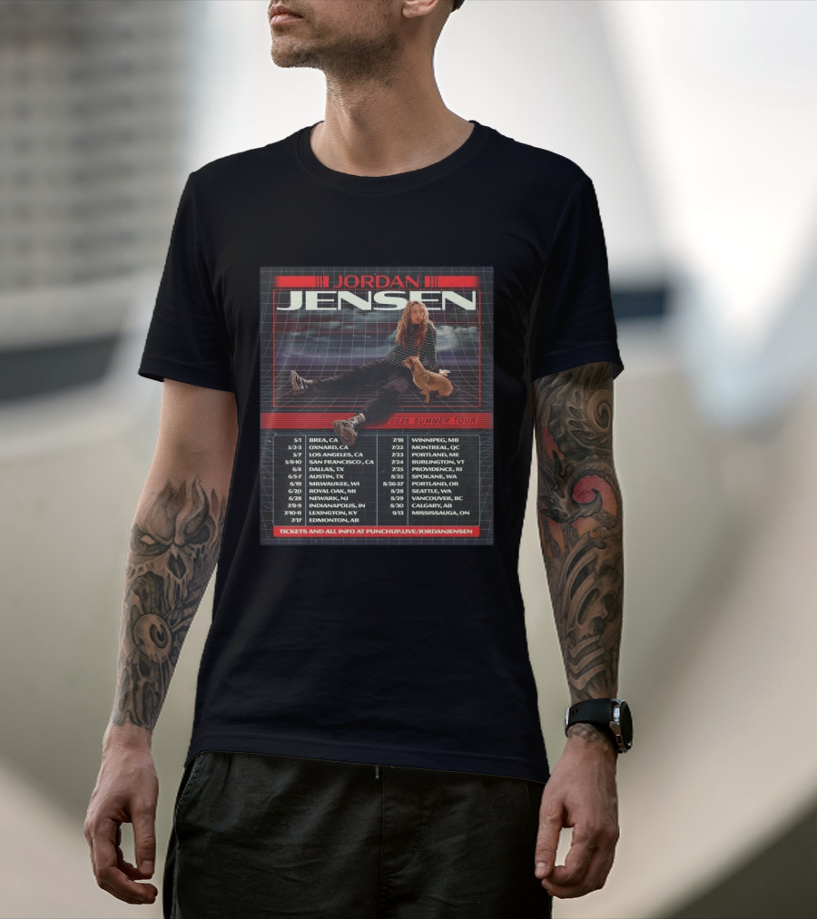 Jordan Jensen 2026 Summer Tour With Tour Dates And Locations T-Shirt