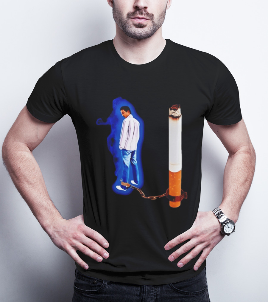 Man In Blue Jeans With Chains Connected To Burning Cigarette T-Shirt