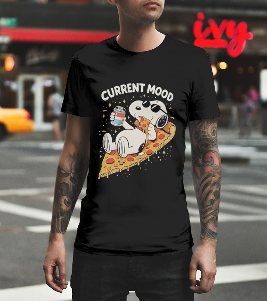 Current Mood Snoopy Relaxing Eating Pizza On A Slice T-Shirt
