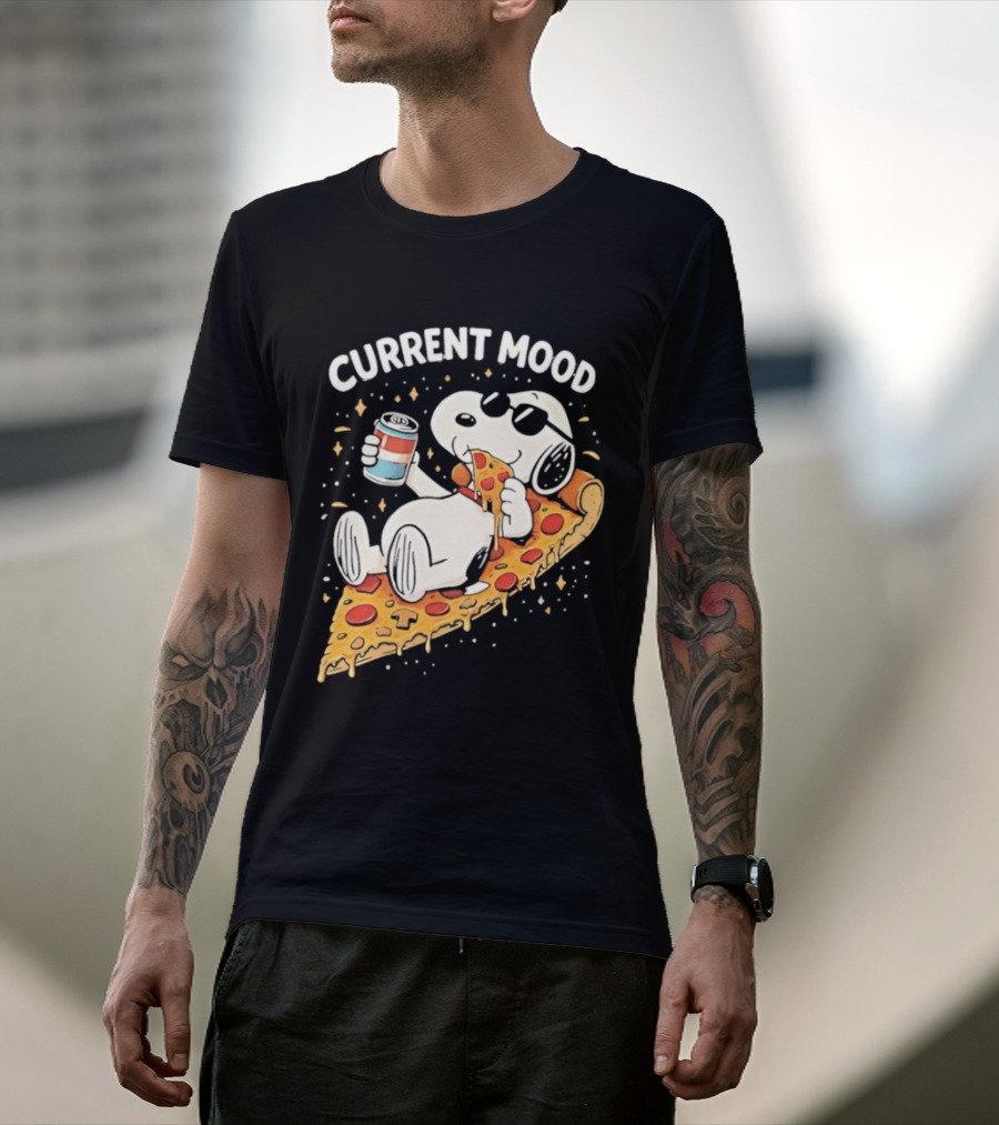Current Mood Snoopy Relaxing Eating Pizza On A Slice T-Shirt