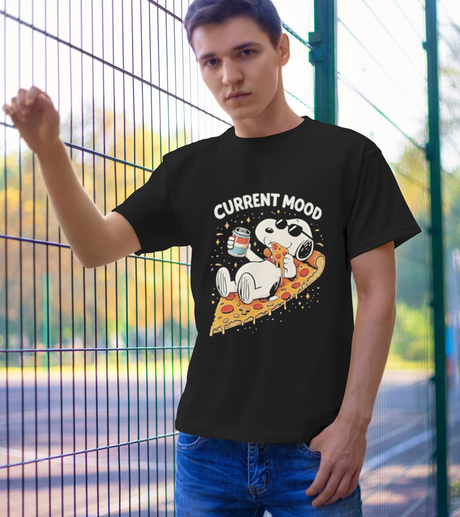 Current Mood Snoopy Relaxing Eating Pizza On A Slice T-Shirt