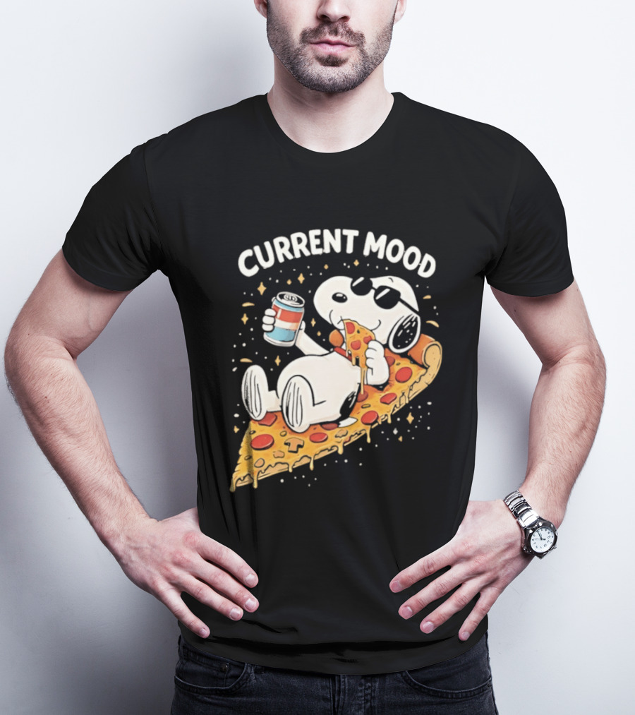 Current Mood Snoopy Relaxing Eating Pizza On A Slice T-Shirt