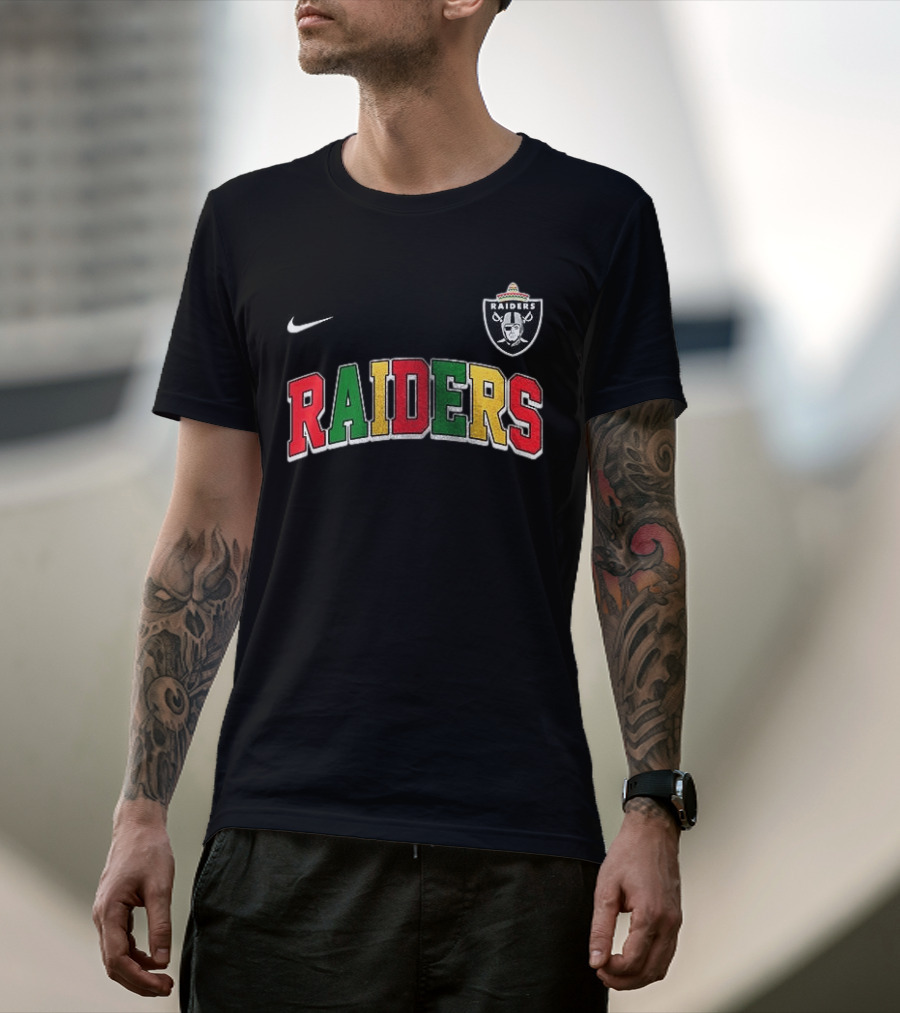 Las Vegas Raiders Cinco De Drinko Bitchachos Skeleton Raiders Text Sombrero T-Shirt