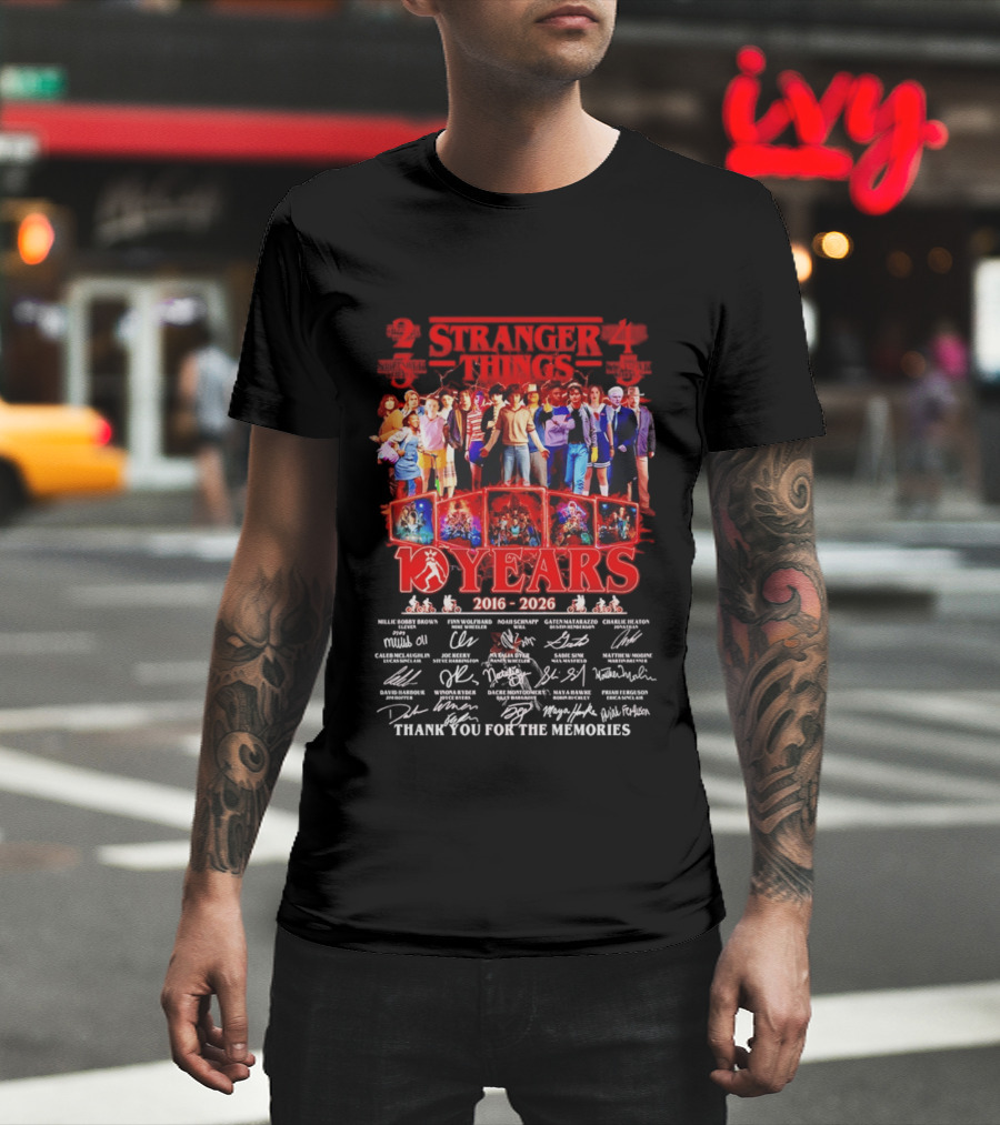 Stranger Things Seasons 2 3 4 5 2016 2026 Anniversary Thank You For The Memories T-Shirt