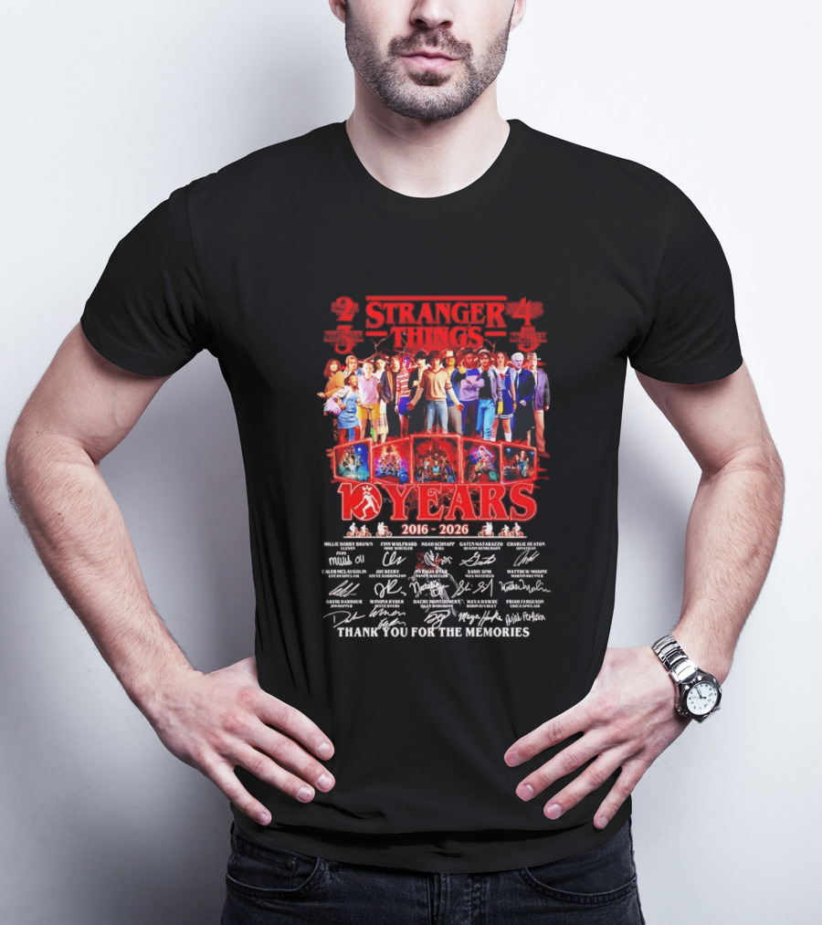Stranger Things Seasons 2 3 4 5 2016 2026 Anniversary Thank You For The Memories T-Shirt