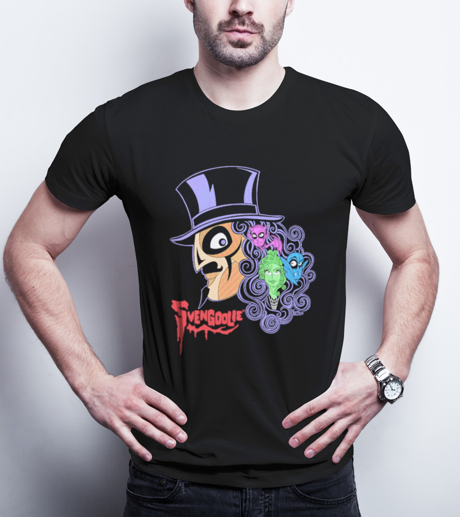 Svengoolie Cartoon Ghoul Faces And Purple Top Hat T-Shirt