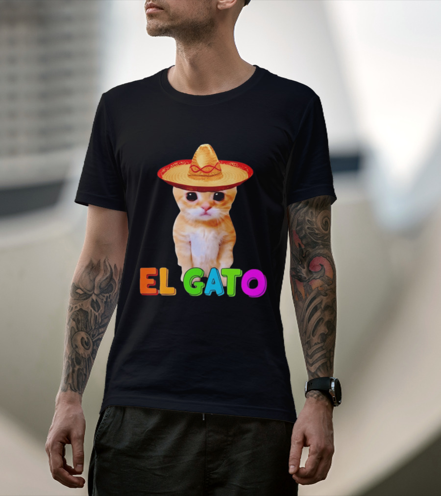 El Gato Cat Sombrero Hat Mexican Fiesta Fun Pet T-Shirt