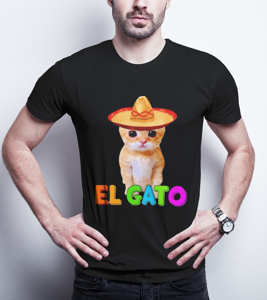 El Gato Cat Sombrero Hat Mexican Fiesta Fun Pet T-Shirt