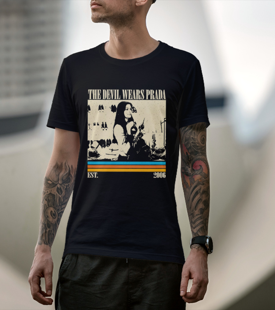 The Devil Wears Prada EST 2006 Vintage Style Retro Stripes T-Shirt