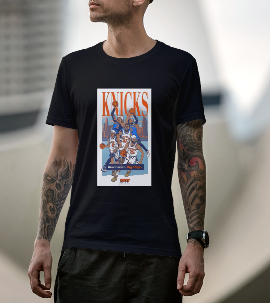 New York Knicks Blue Collar Big Stage Against All Odds Basketball Players T-Shirt