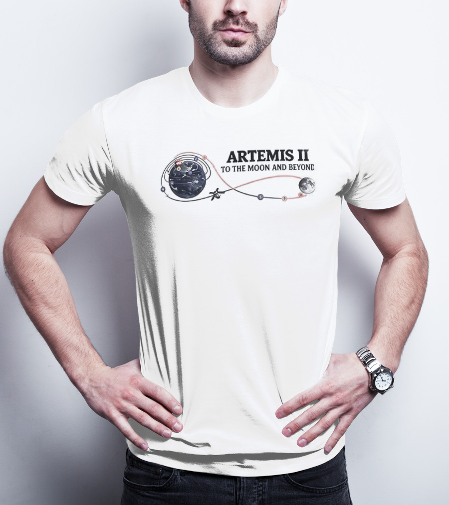 Artemis II 2026 To The Moon And Beyond Spacecraft Flight Path T-Shirt