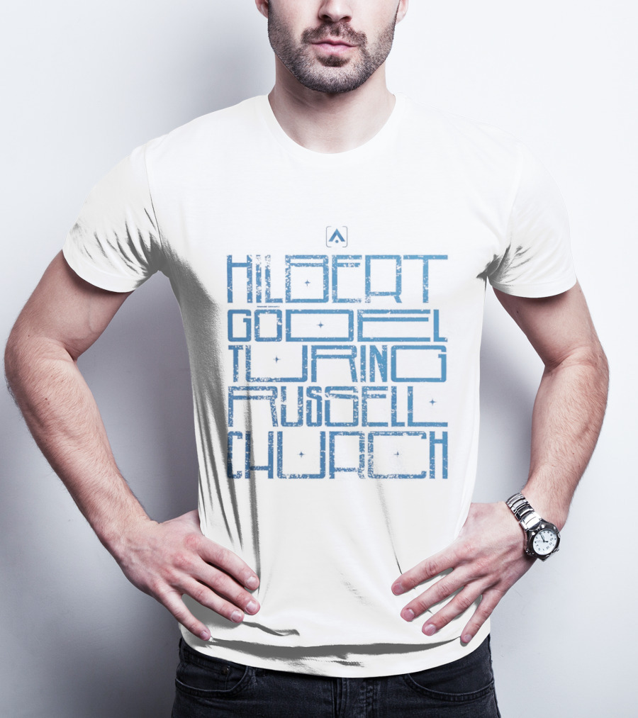 Hilbert Gödel Turing Russell Church Text Block Maze T-Shirt