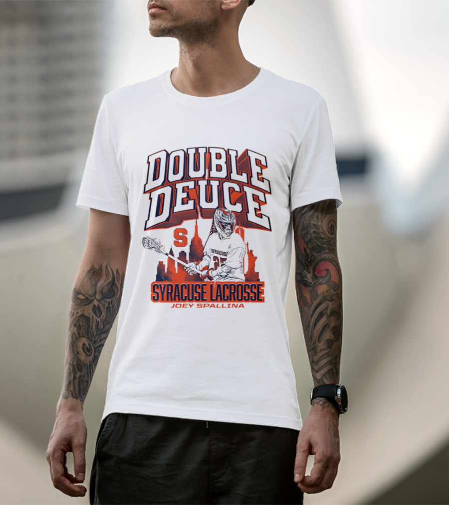Double Deuce Syracuse Lacrosse Joey Spallina City Skyline T-Shirt