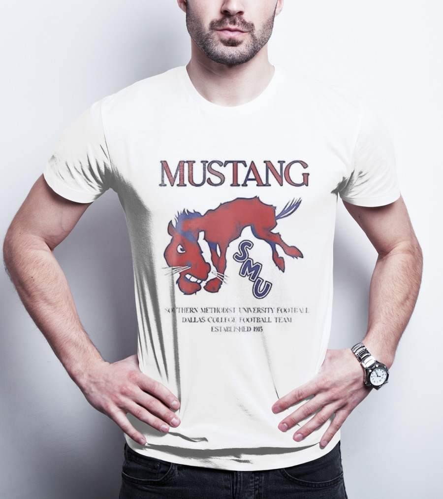 SMU Mustangs Southern Methodist University Red Blue Mustang T-Shirt