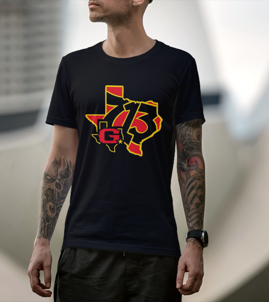 Houston Gamblers 713 Area Code Texas Map T-Shirt