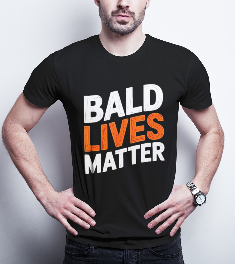 Bald Lives Matter Bold White And Orange T-Shirt