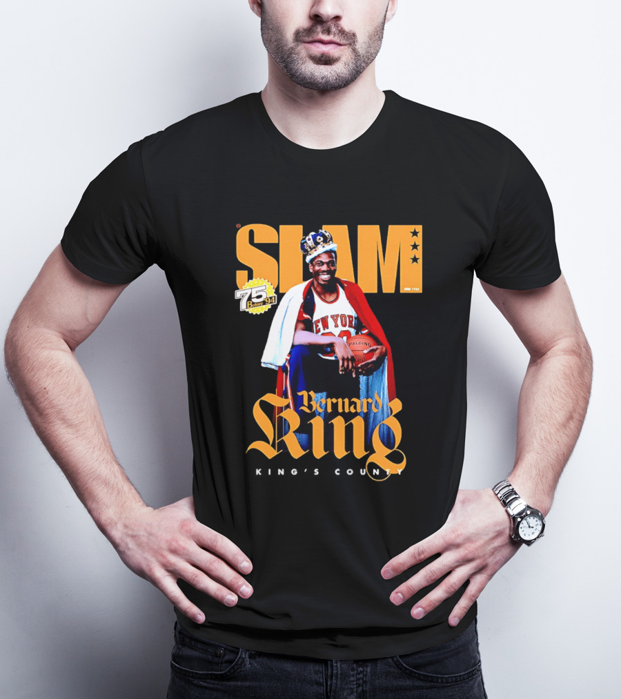 Bernard King New York Knicks Slam June 1995 King's County 75 Before 94 T-Shirt