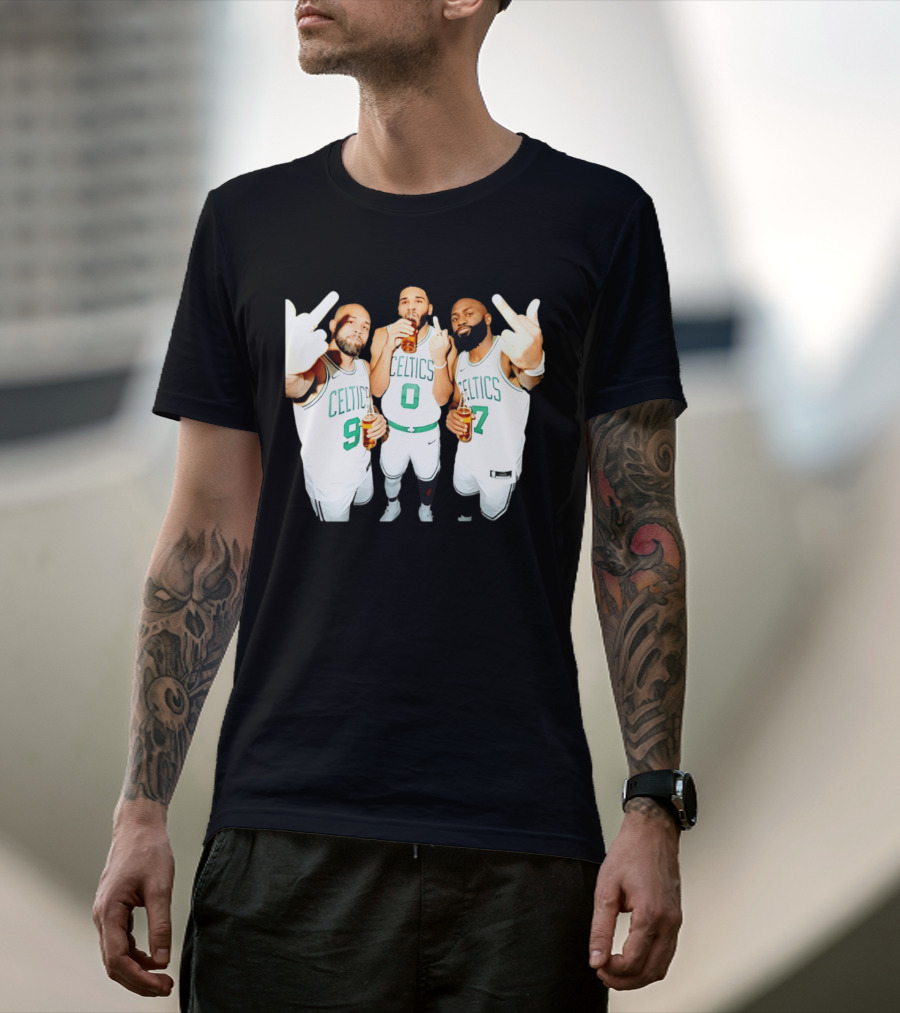 Boston Celtics Players Trinity Middle Finger Beers Humor T-Shirt