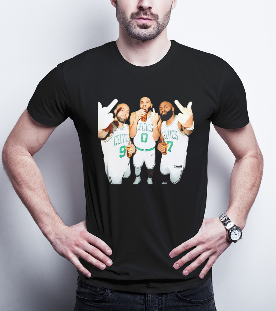 Boston Celtics Players Trinity Middle Finger Beers Humor T-Shirt