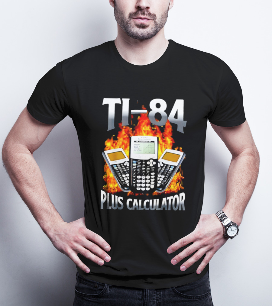 Texas Instruments TI 84 Plus Calculator Fire Flames T-Shirt
