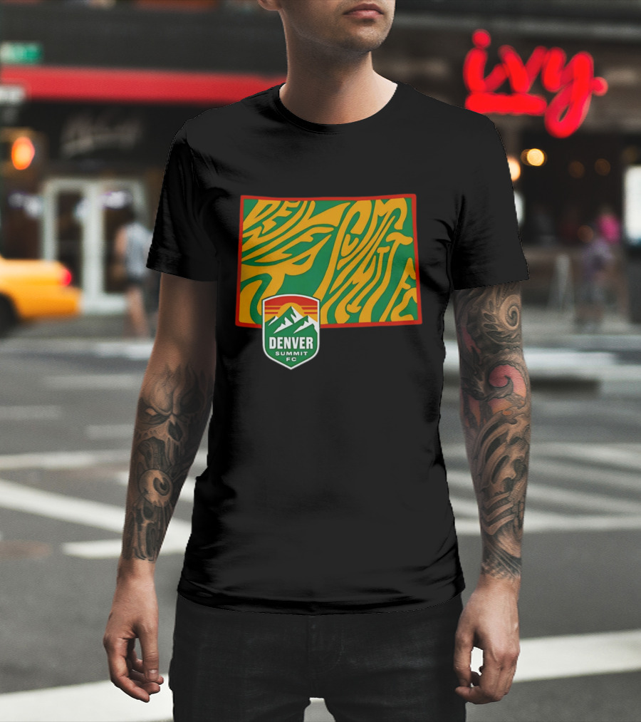 Denver Summit FC Groovy State Vibrant Mountain Soccer Club T-Shirt