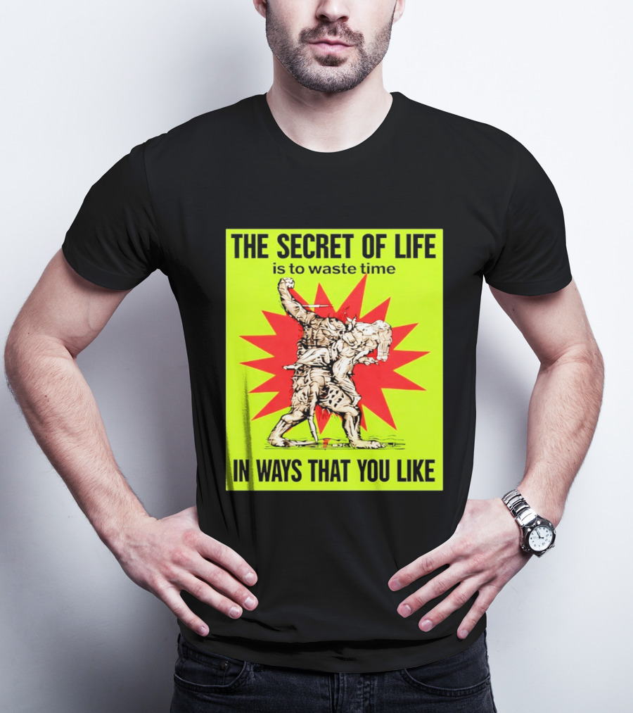 The Secret Of Life Is To Waste Time In Ways That You Like Comic Style Red Burst T-Shirt