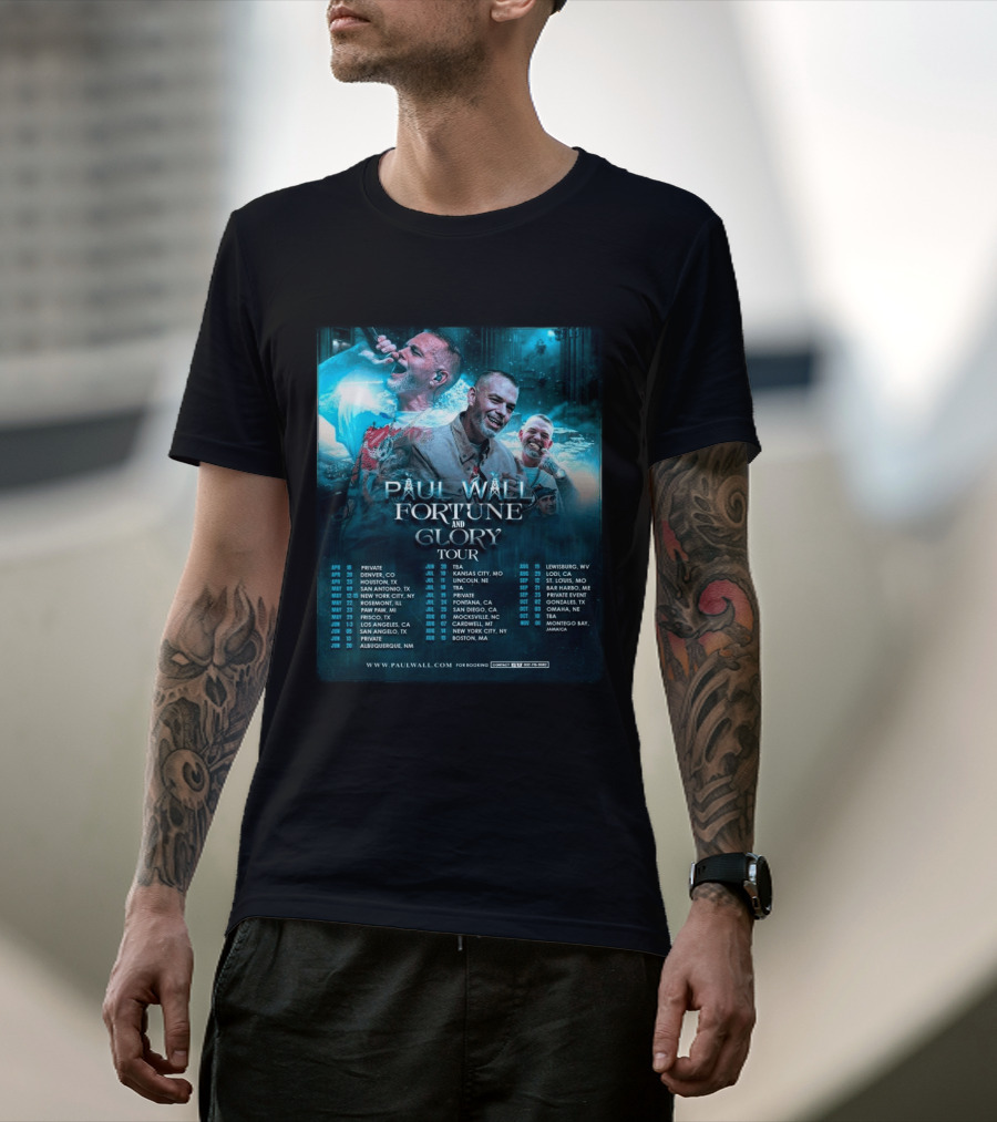 Paul Wall Fortune And Glory Tour 2026 Dates And Locations T-Shirt