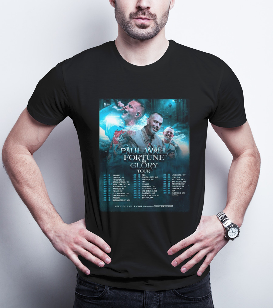 Paul Wall Fortune And Glory Tour 2026 Dates And Locations T-Shirt