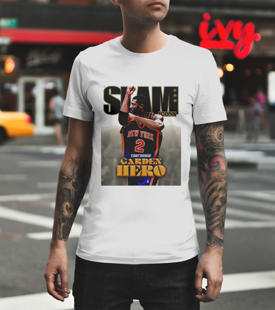 Slam Icons Larry Johnson New York 2 Garden Hero T-Shirt