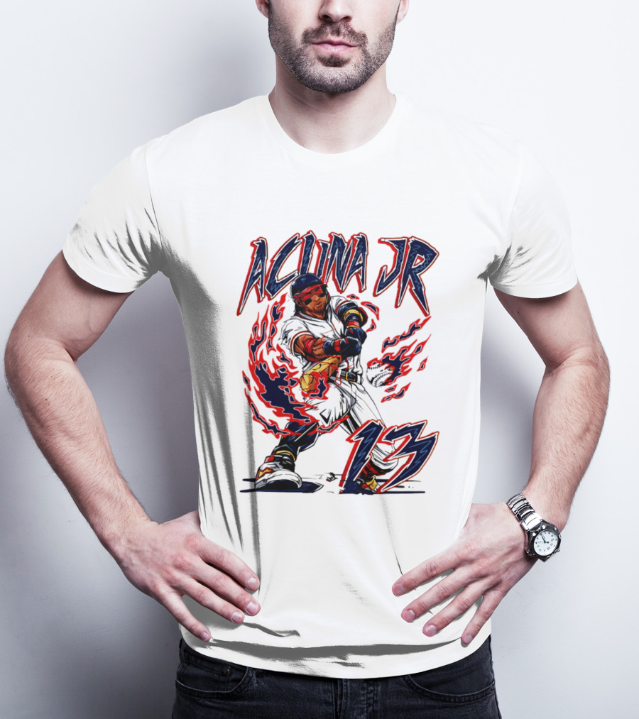 Ronald Acuna Jr Atlanta Braves 13 Hand Drawn Baseball T-Shirt