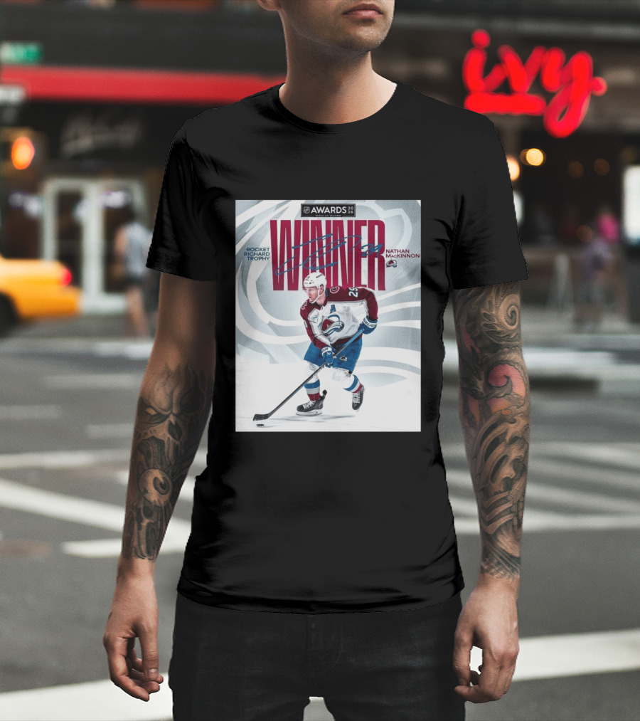 NHL 2026 Awards Rocket Richard Trophy Nathan MacKinnon Winner T-Shirt