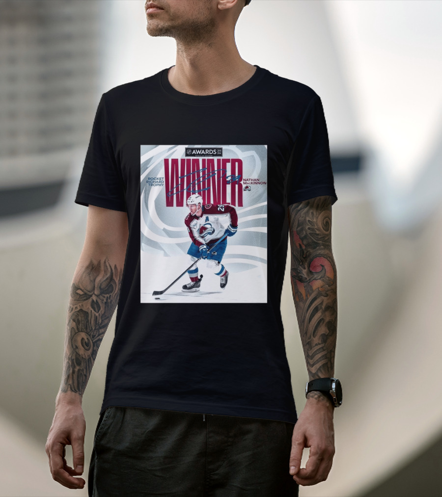 NHL 2026 Awards Rocket Richard Trophy Nathan MacKinnon Winner T-Shirt