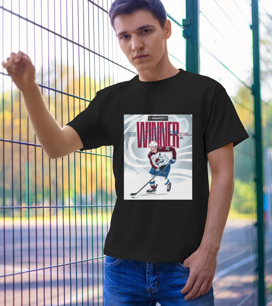 NHL 2026 Awards Rocket Richard Trophy Nathan MacKinnon Winner T-Shirt
