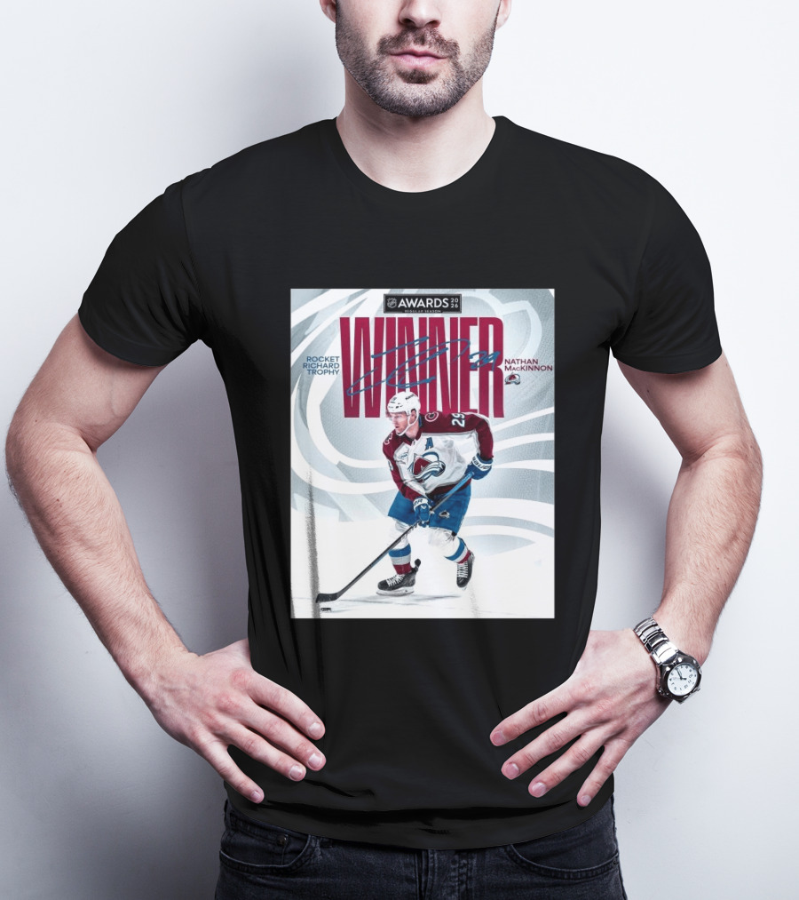 NHL 2026 Awards Rocket Richard Trophy Nathan MacKinnon Winner T-Shirt