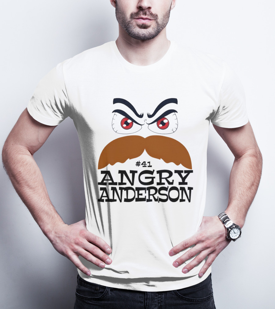Angry Anderson #41 Big Face Brown Mustache Red Eyes T-Shirt