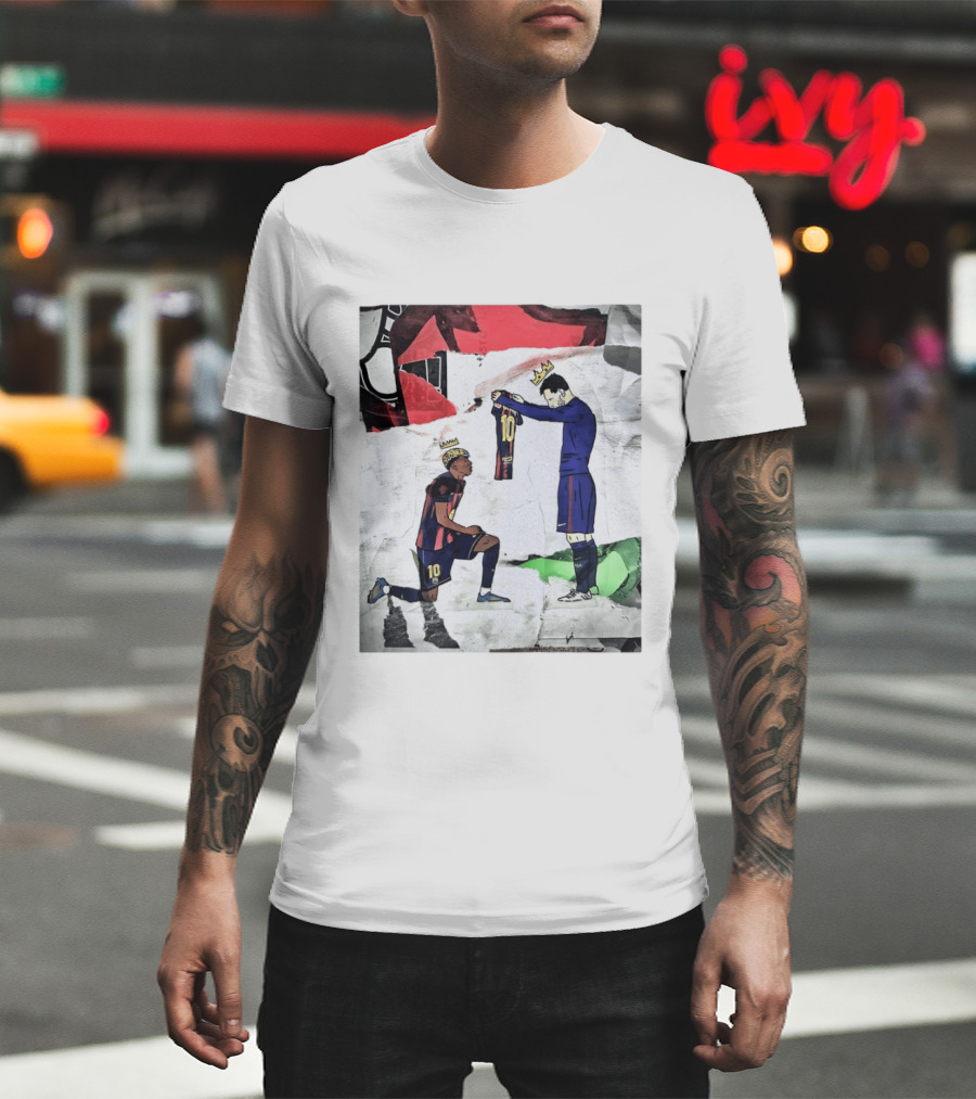 Lionel Messi Lamine Yamal Barcelona FC Art Collaboration T-Shirt
