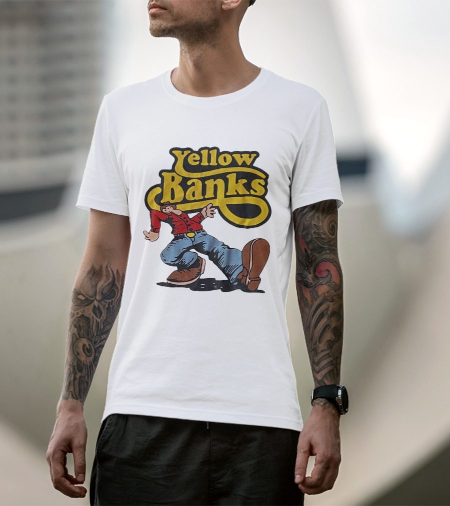 Yellow Banks Retro Cartoon Style Fun T-Shirt