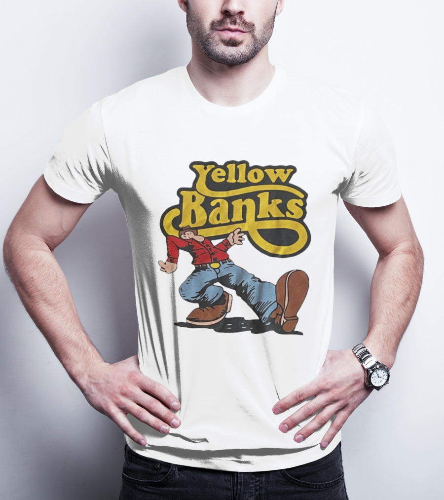 Yellow Banks Retro Cartoon Style Fun T-Shirt