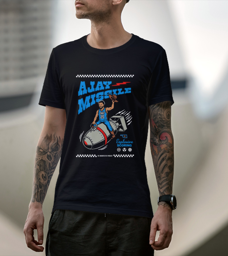 Ajay Missile Explosive Scoring UNC 23 Riding Bomb Cowboy Basketball T-Shirt