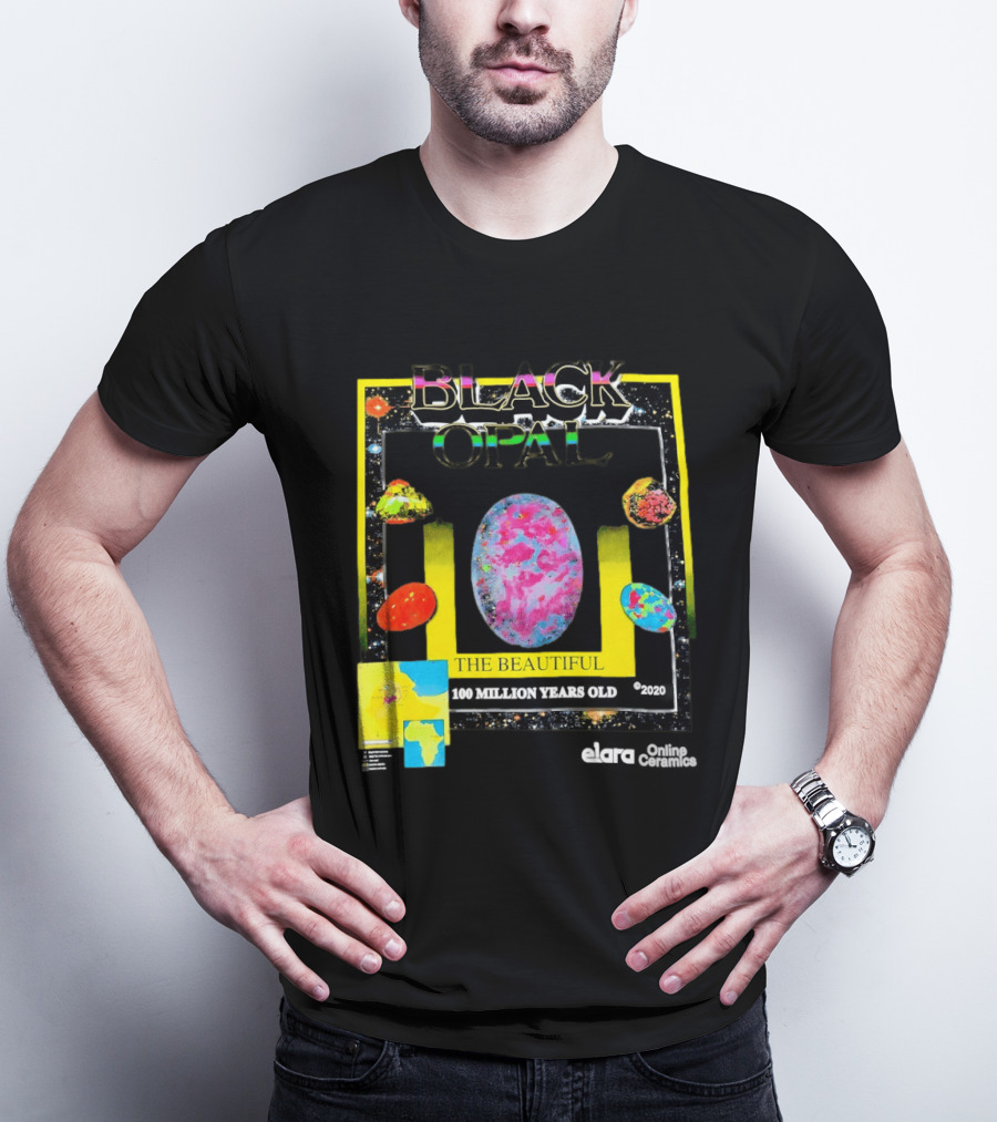 Black Opal The Beautiful 100 Million Years Old Celestial Stars Retro Vibe T-Shirt
