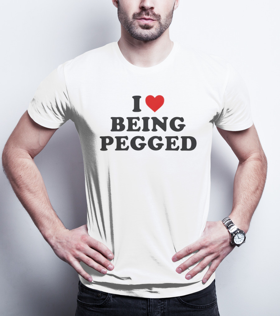I Love Heart Being Pegged Bold Text Black And Red T-Shirt