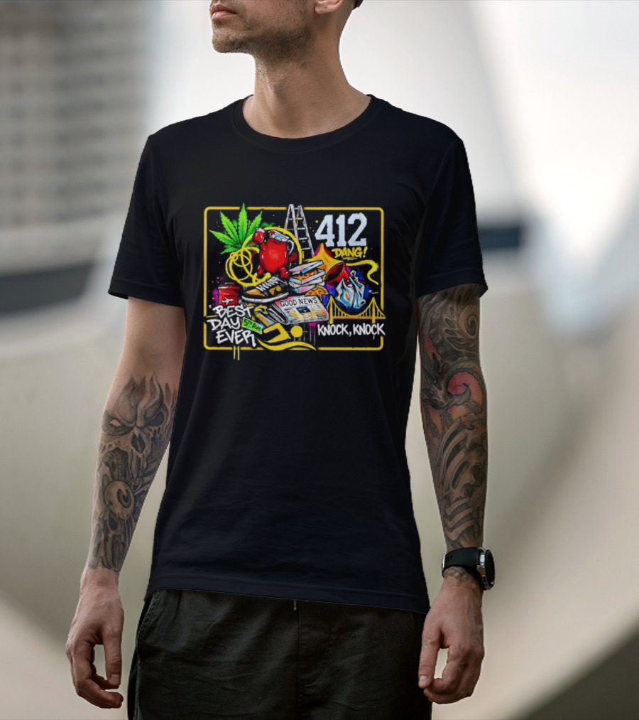 Good News Best Day Ever 412 Knock Knock Dang Graffiti Vibes T-Shirt