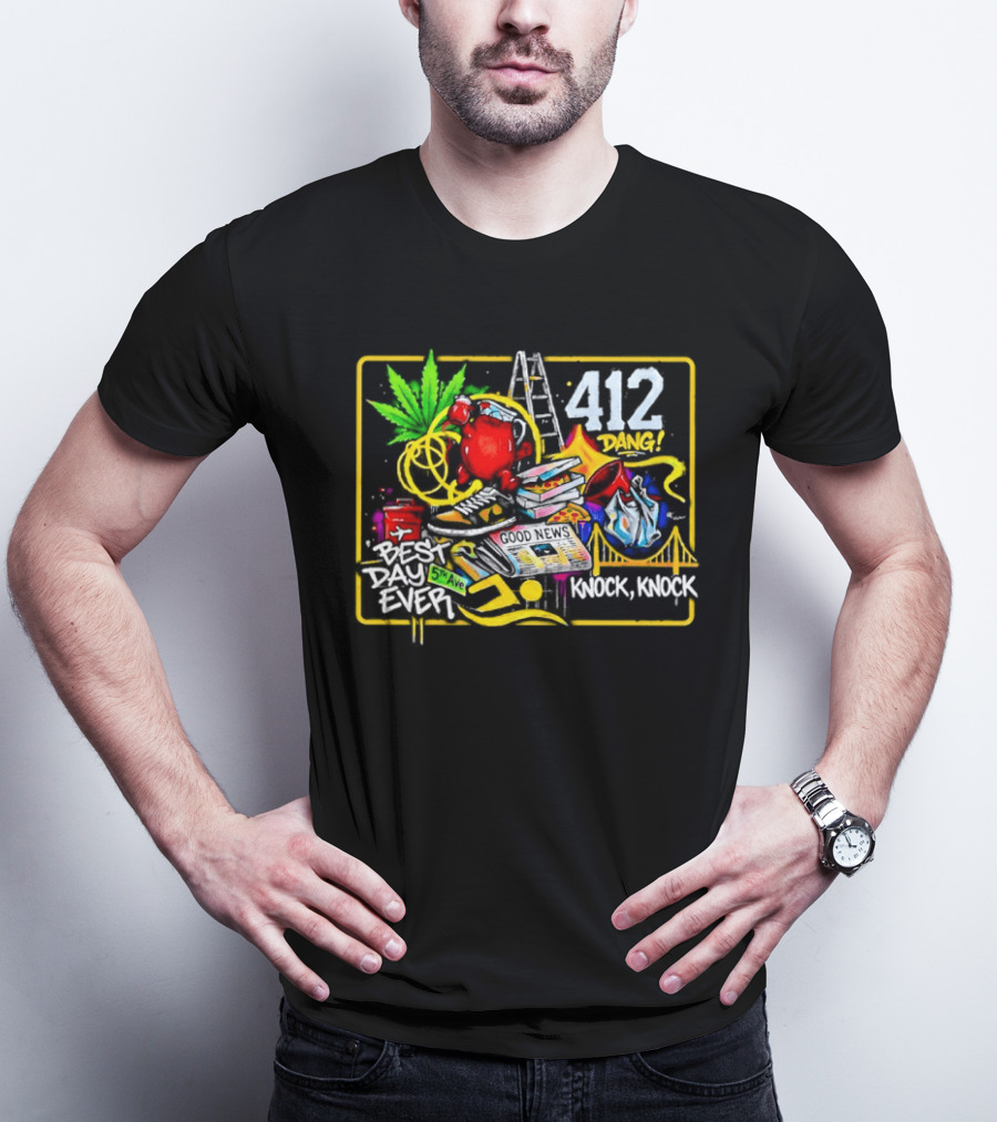 Good News Best Day Ever 412 Knock Knock Dang Graffiti Vibes T-Shirt