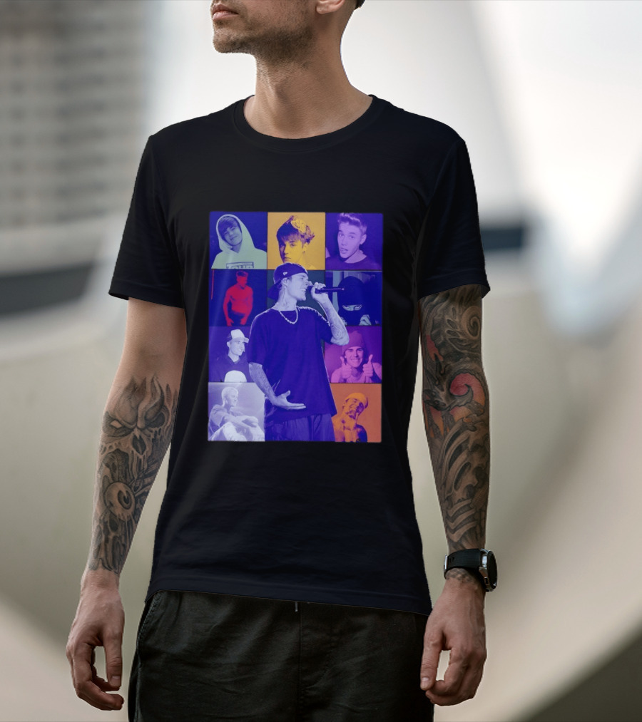 Justin Bieber The Eras Tour Concert Retro Photo Collage T-Shirt