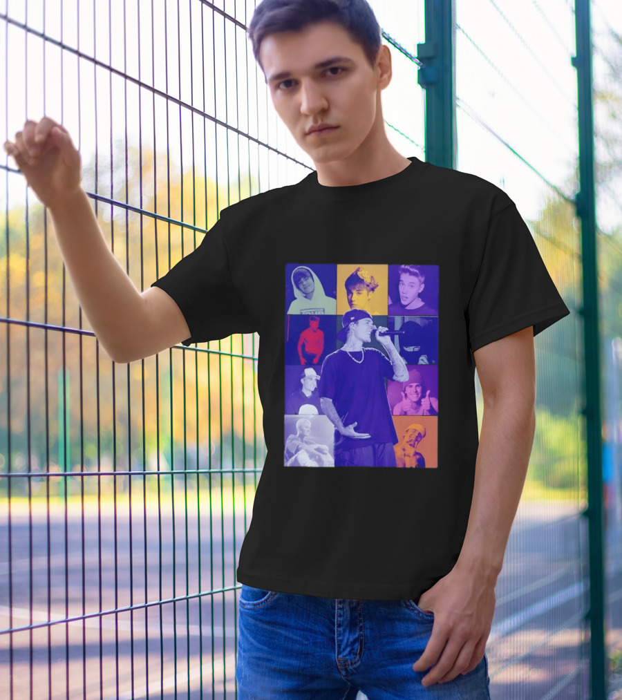 Justin Bieber The Eras Tour Concert Retro Photo Collage T-Shirt