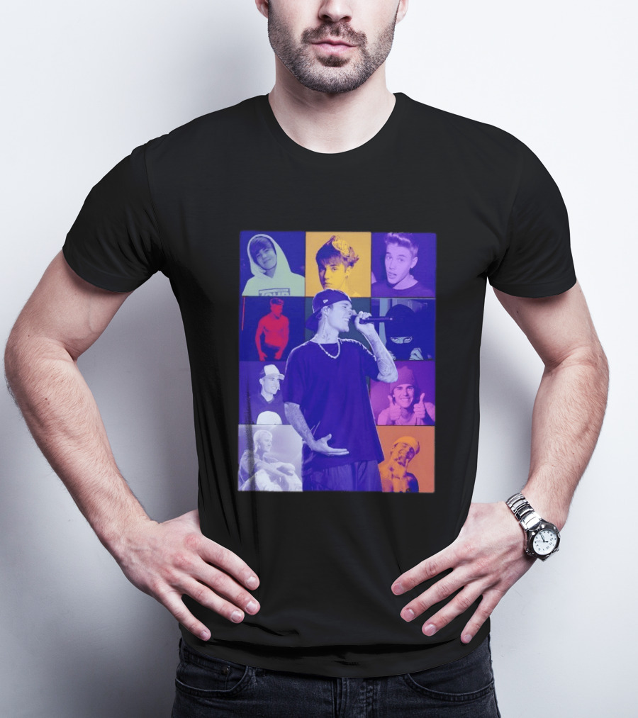 Justin Bieber The Eras Tour Concert Retro Photo Collage T-Shirt