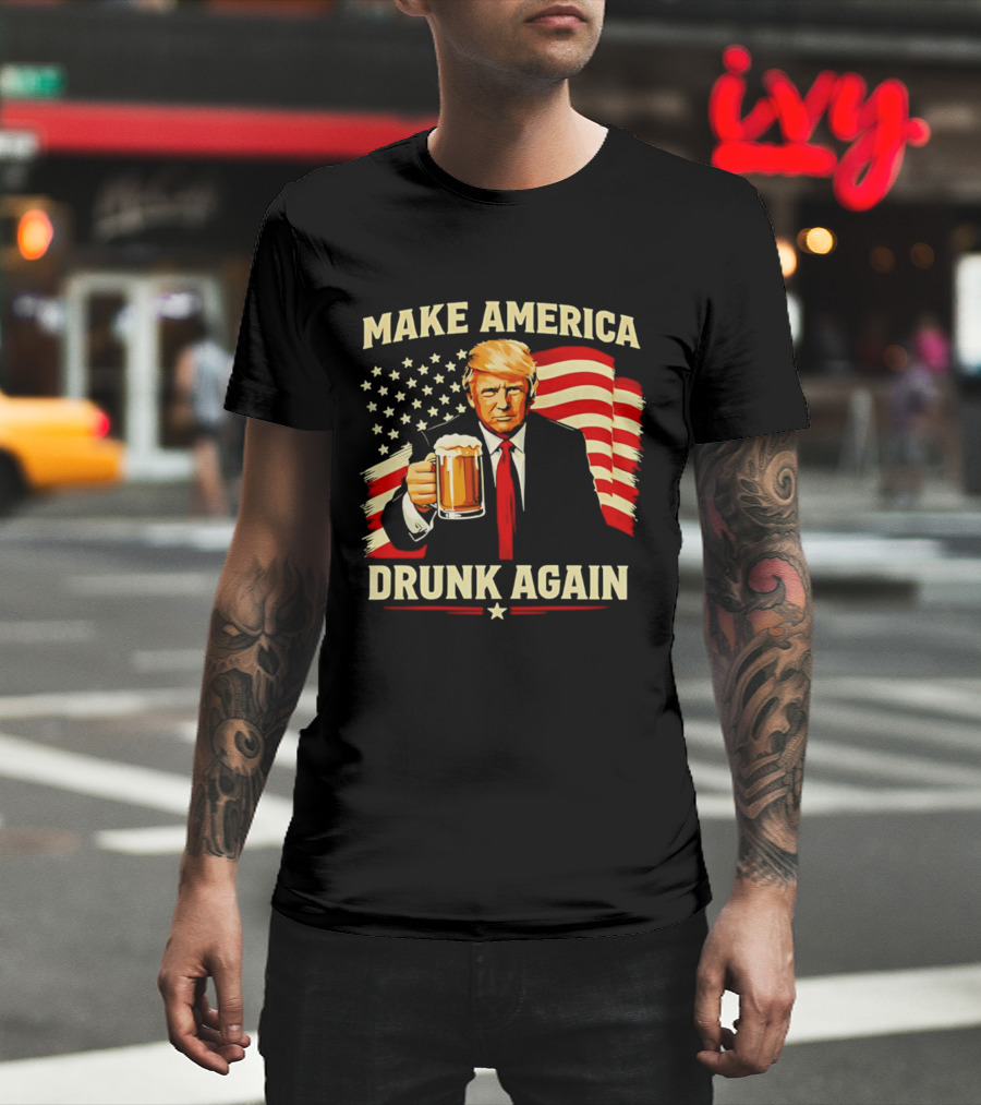 Patriotic Trump Make America Drunk Again Flag Beer T-Shirt