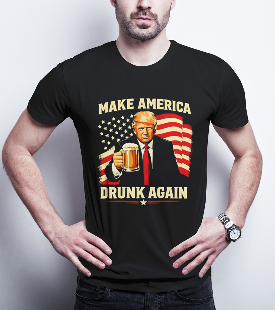 Patriotic Trump Make America Drunk Again Flag Beer T-Shirt